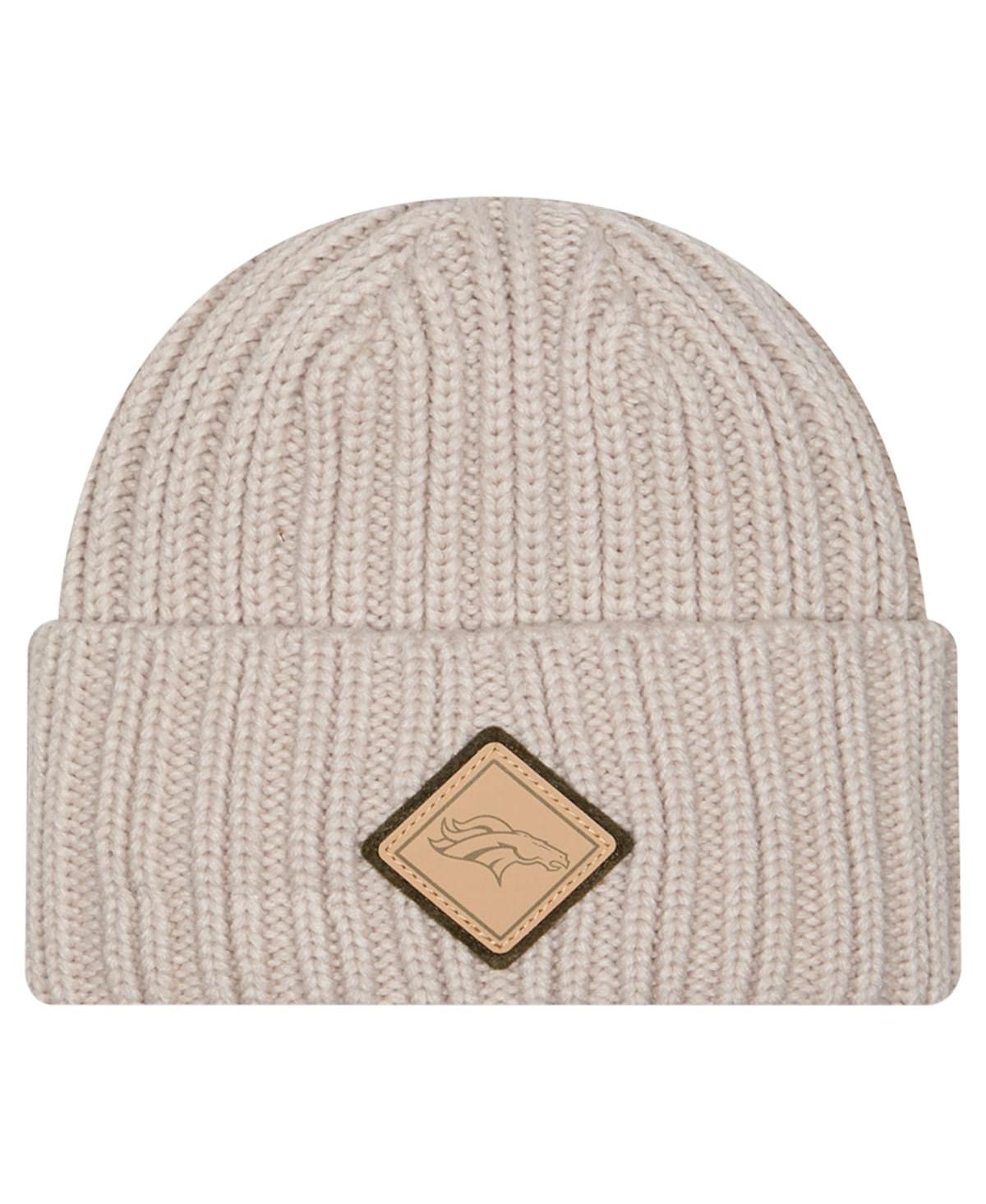 Click here for Mens Light Beige Denver Broncos Logo Applique Cuff... prices