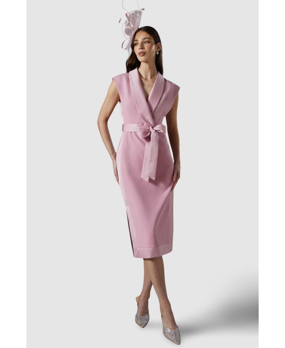 Click here for Coast Womens Tux Satin Midi Dress - Pink prices