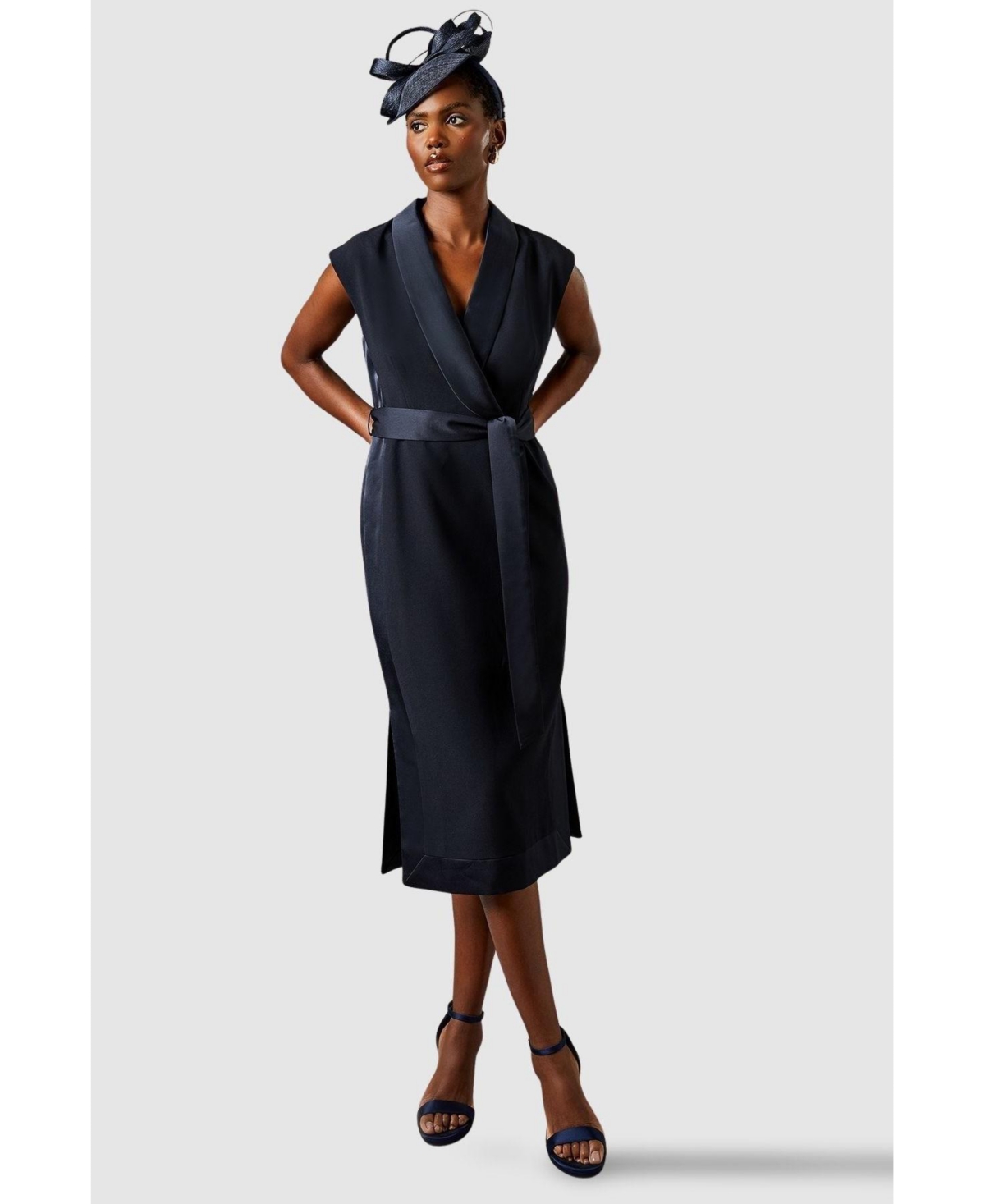 Click here for Coast Womens Tux Satin Midi Dress - Navy prices