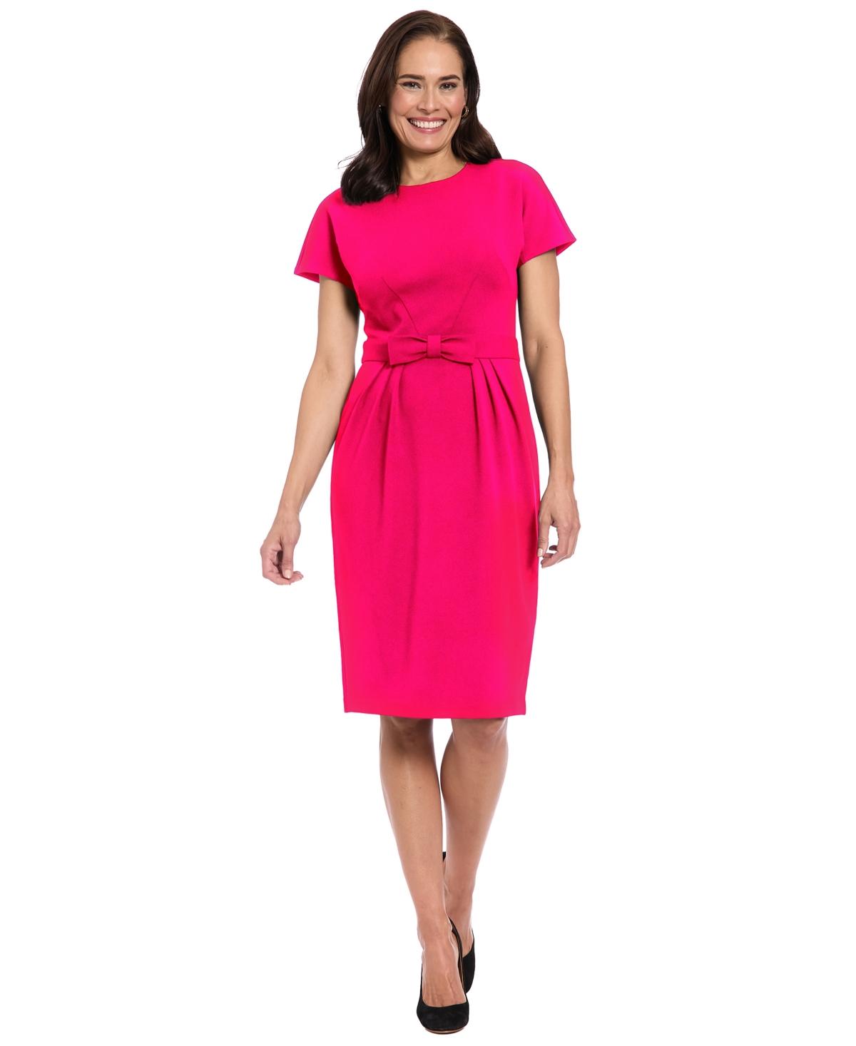 Click here for London Times Petite Short-Sleeve Sheath Dress - Li... prices