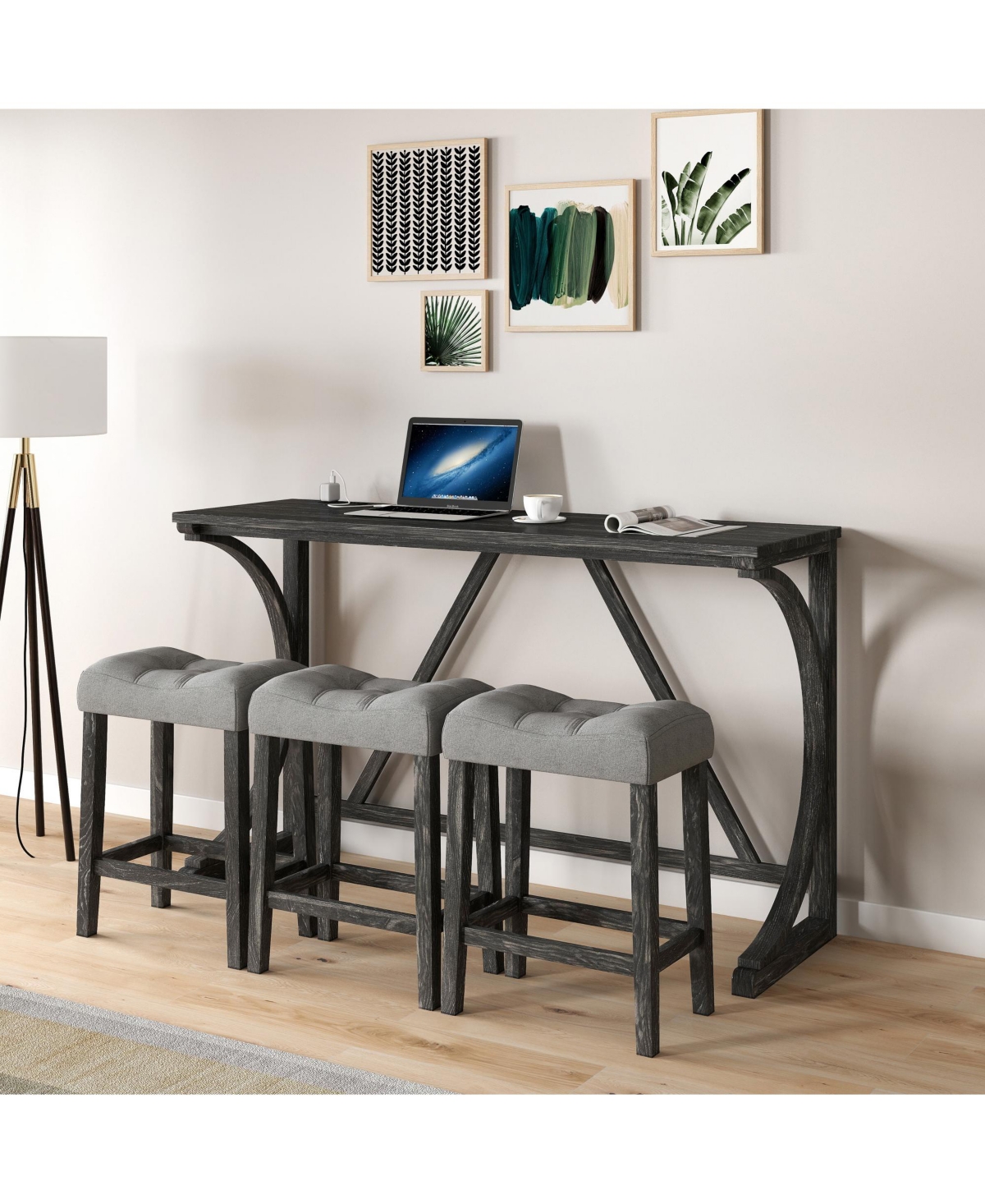 Click here for Casainc Industrial 4-Piece Bar Table Set with Powe... prices
