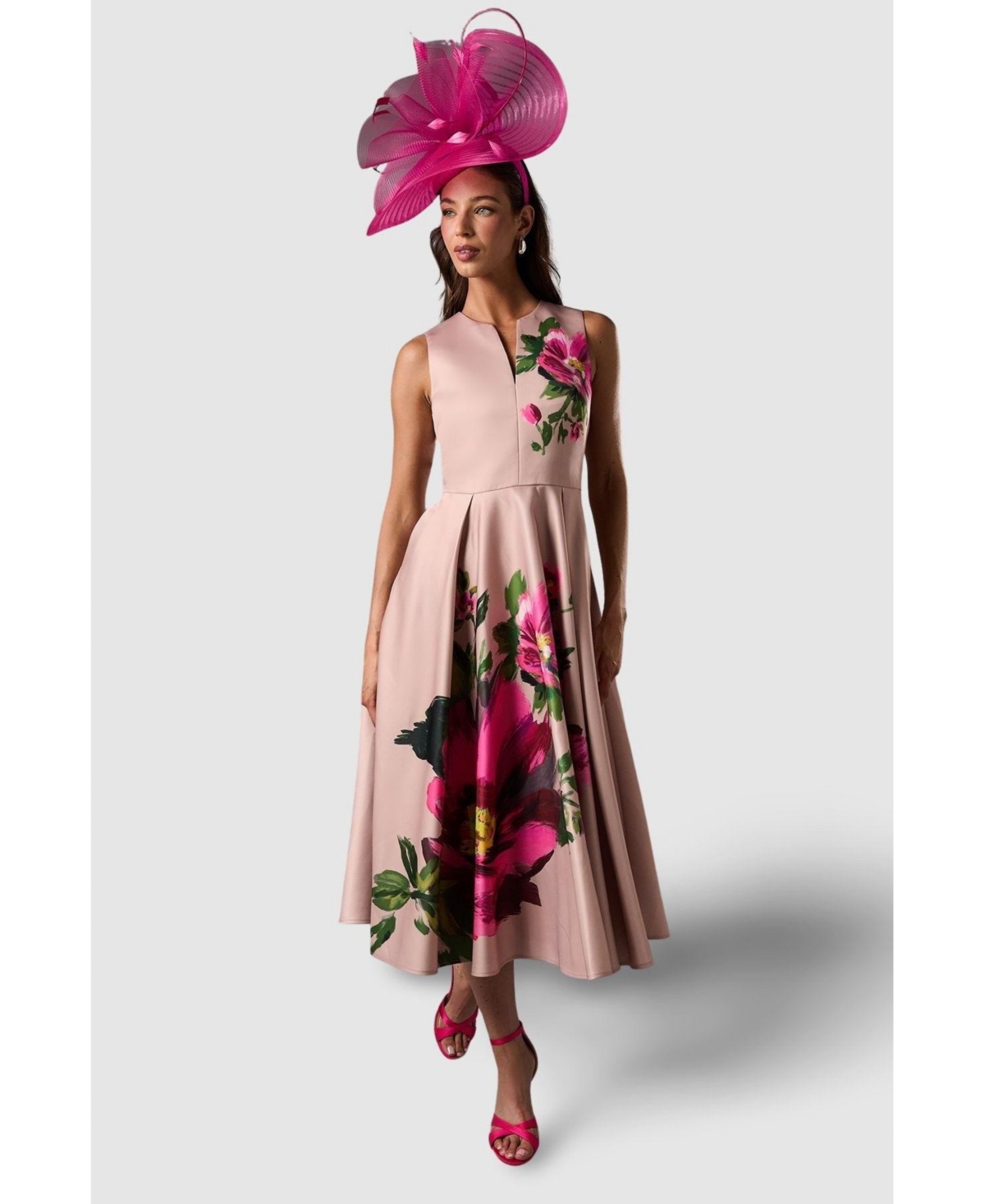 Click here for Coast Womens Notch Neck Placement Print Midi Dress... prices