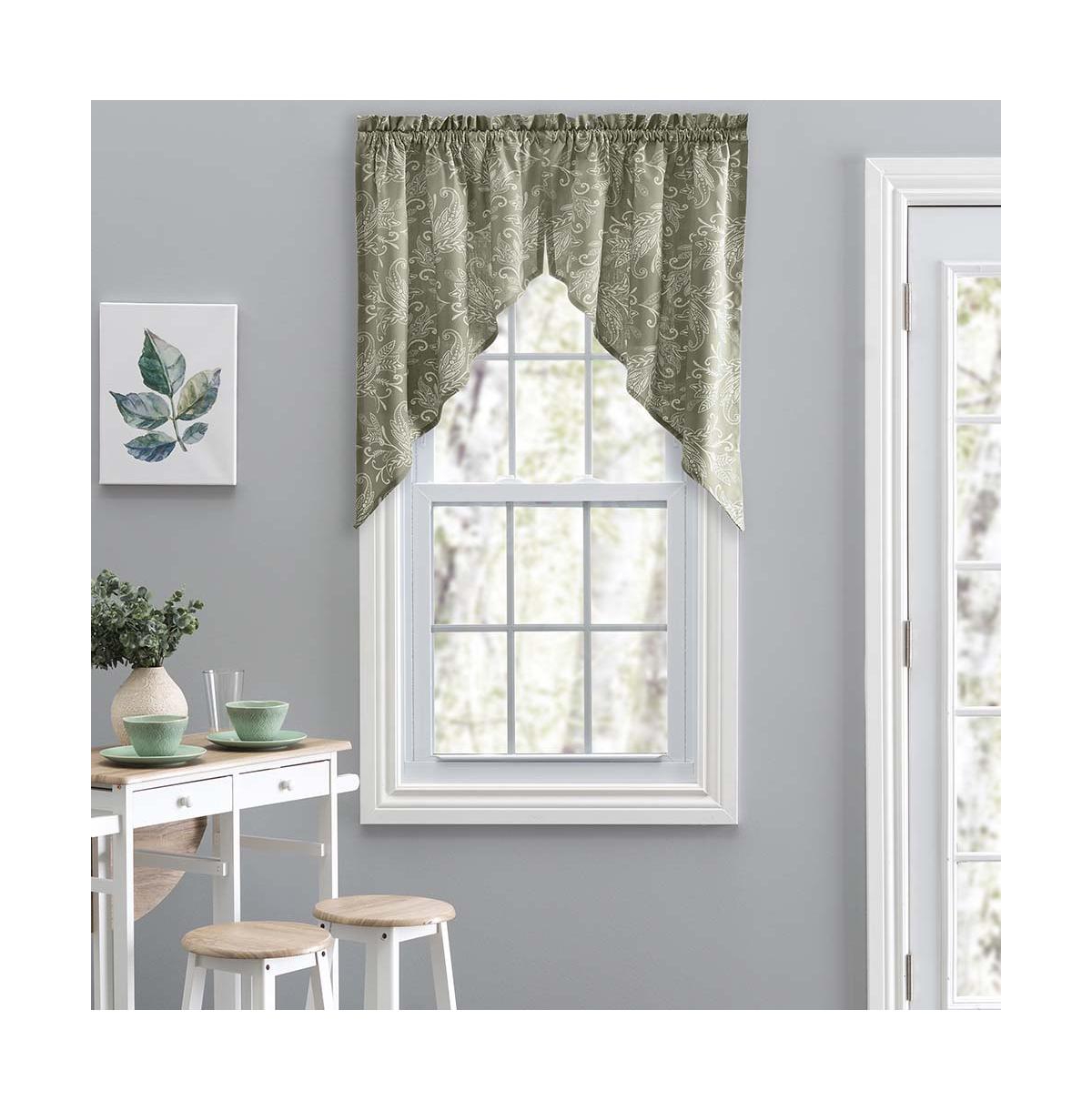 Click here for Ellis Curtain Lexington Leaf Pattern on Colored Gr... prices