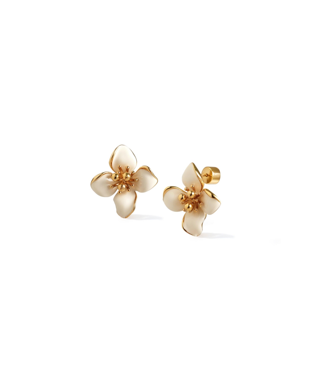 Click here for Retro Chic Iris Blossom Stud Earrings - White  gol... prices