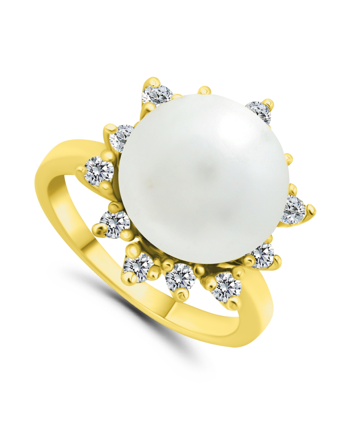 Click here for Imitation Pearl and Cubic Zirconia Halo Ring in Si... prices