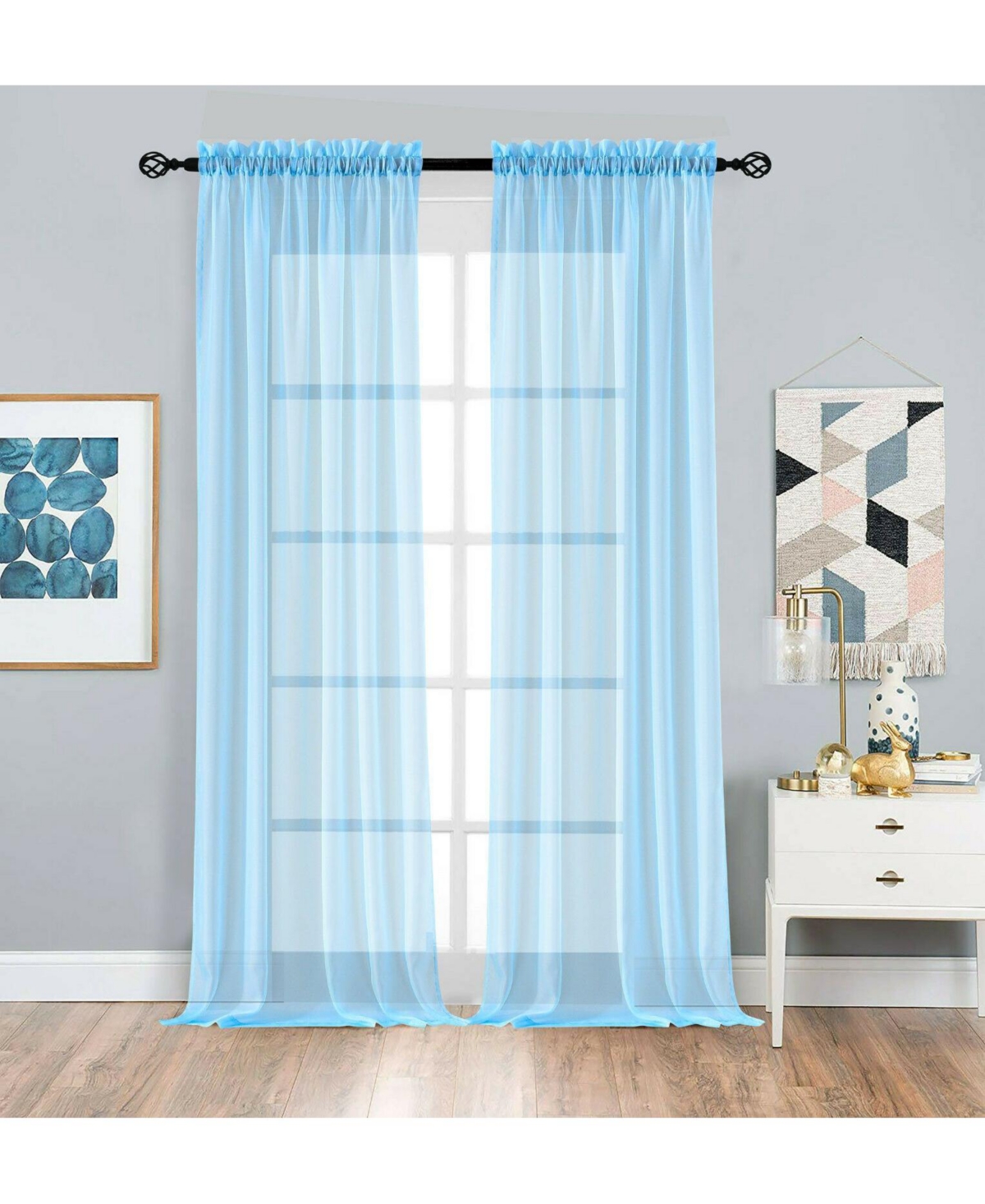 Click here for Kate Aurora Designer Sheer Voile Rod Pocket Curtai... prices