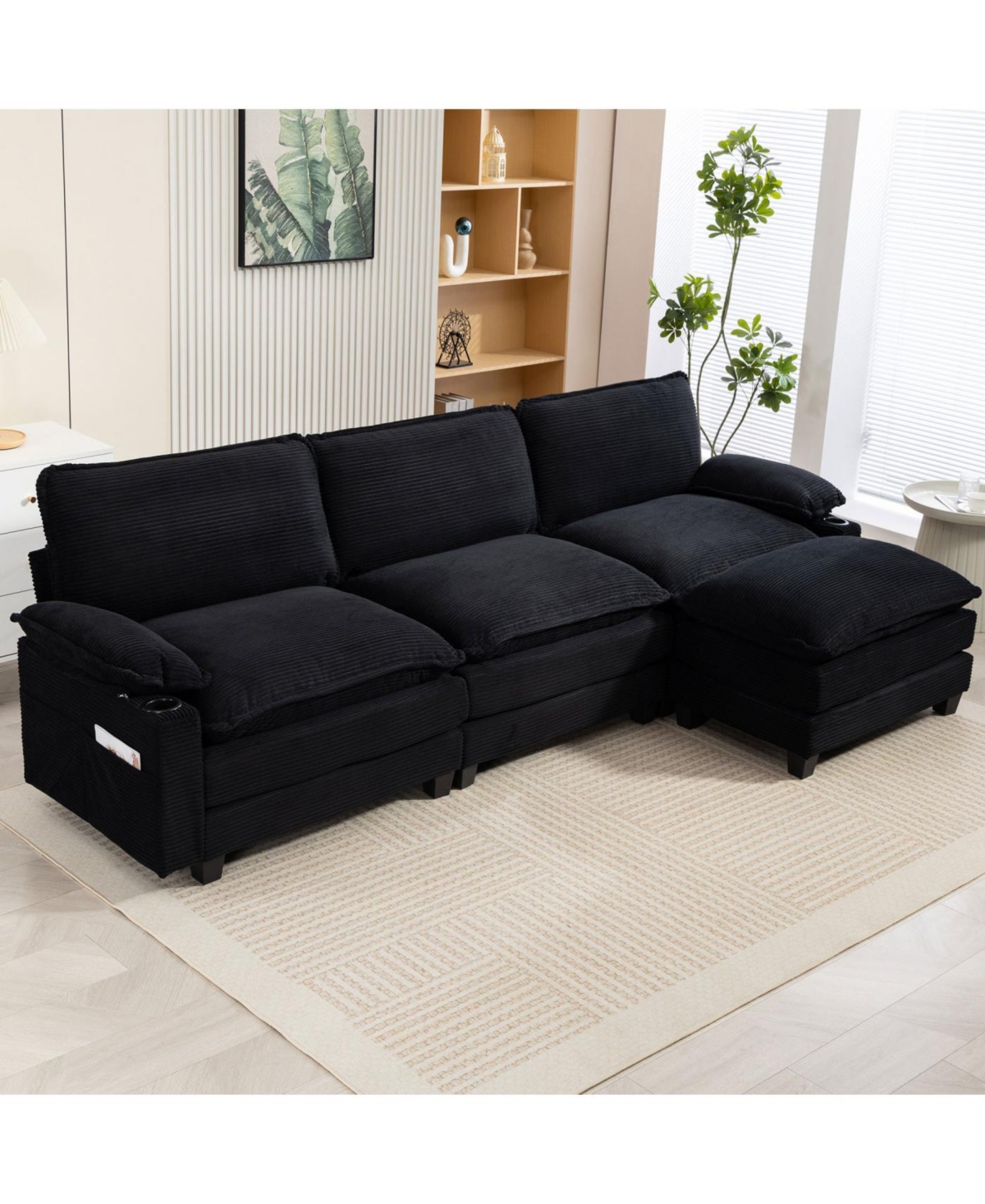 Click here for Streamdale Modern 3+1 L-Shaped Corduroy Sofa with... prices
