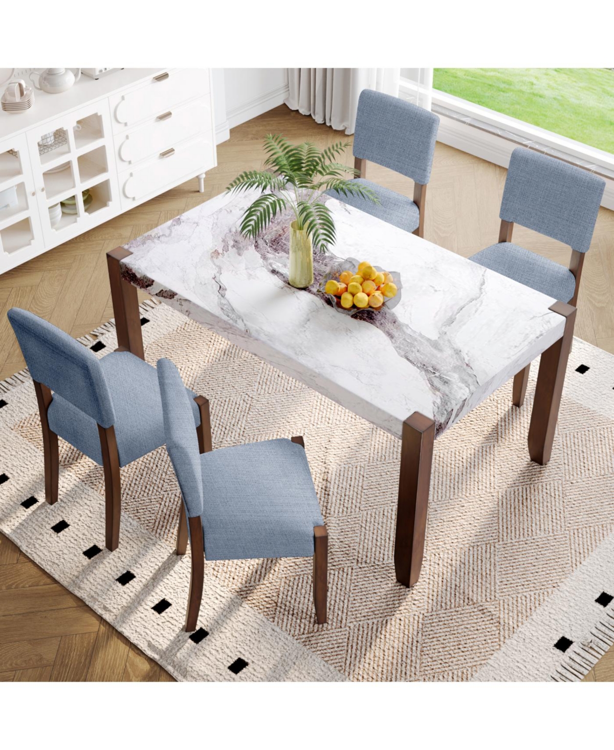 Click here for Streamdale Furniture 5-Piece Faux Marble Dining Ta... prices