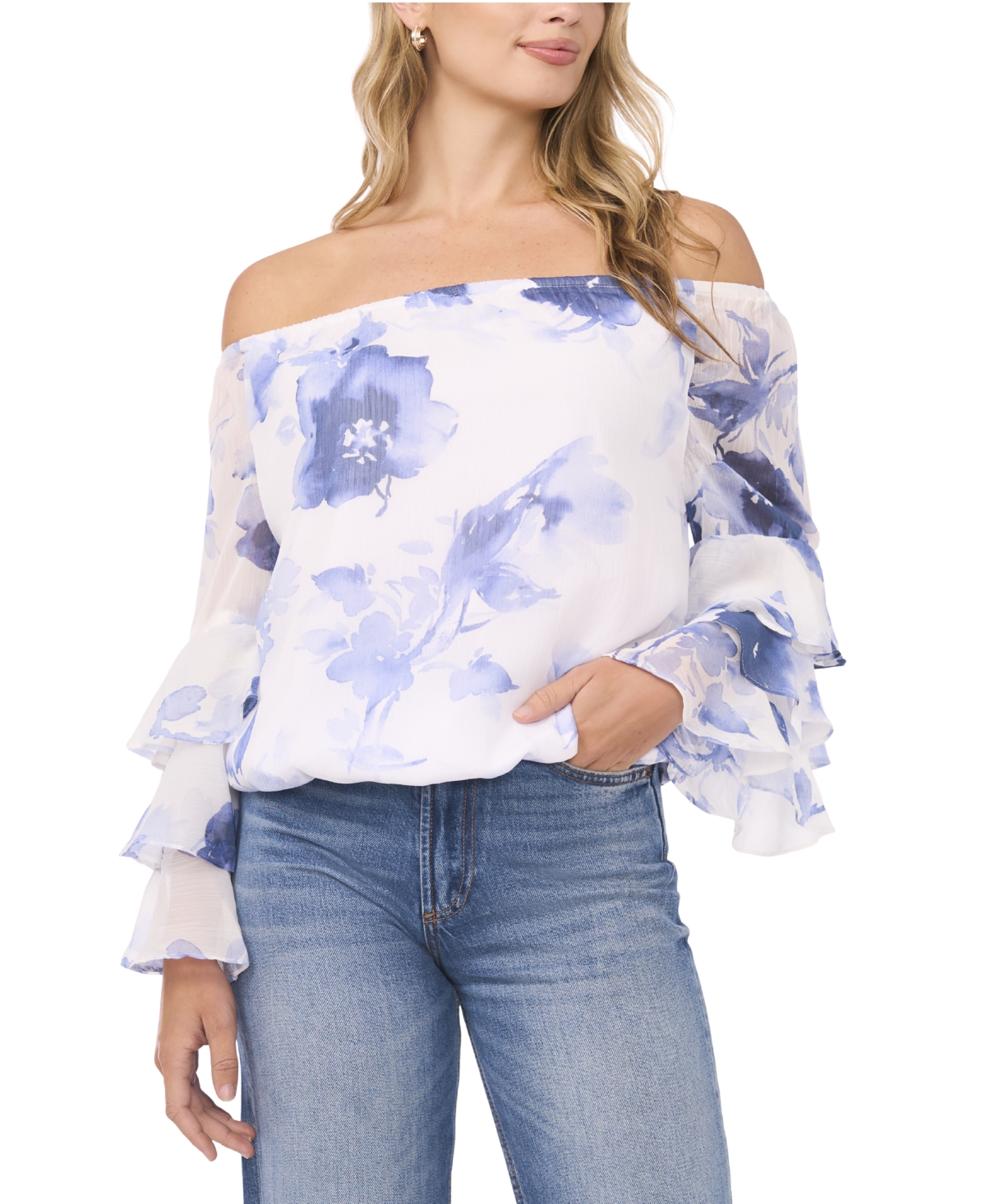 Click here for Sam & Jess Womens Long-Sleeve Ruffle Top - Navy prices