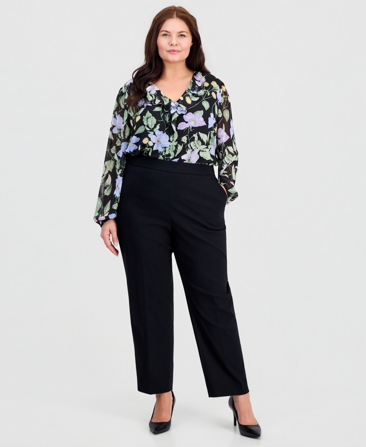 Click here for Kasper Plus Size High-Rise Straight Pull-On Pants... prices