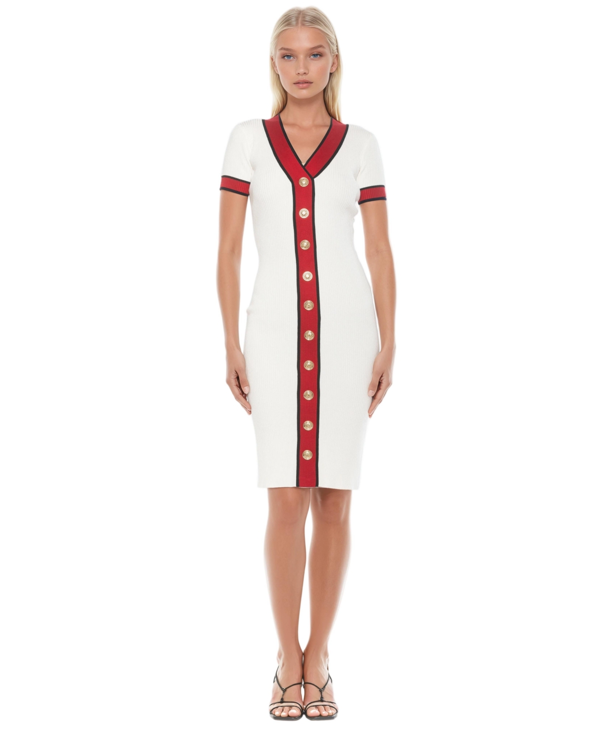 Click here for Alexia Admor Womens Otto V Neck Ribbed Knit Dress... prices