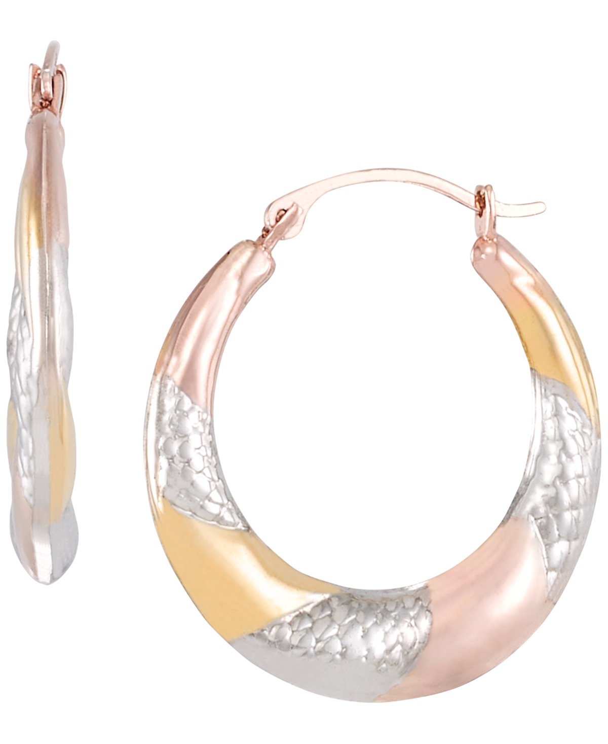 Click here for Macys Dual-Tone Textured Hoop Earrings in 14K Gold... prices