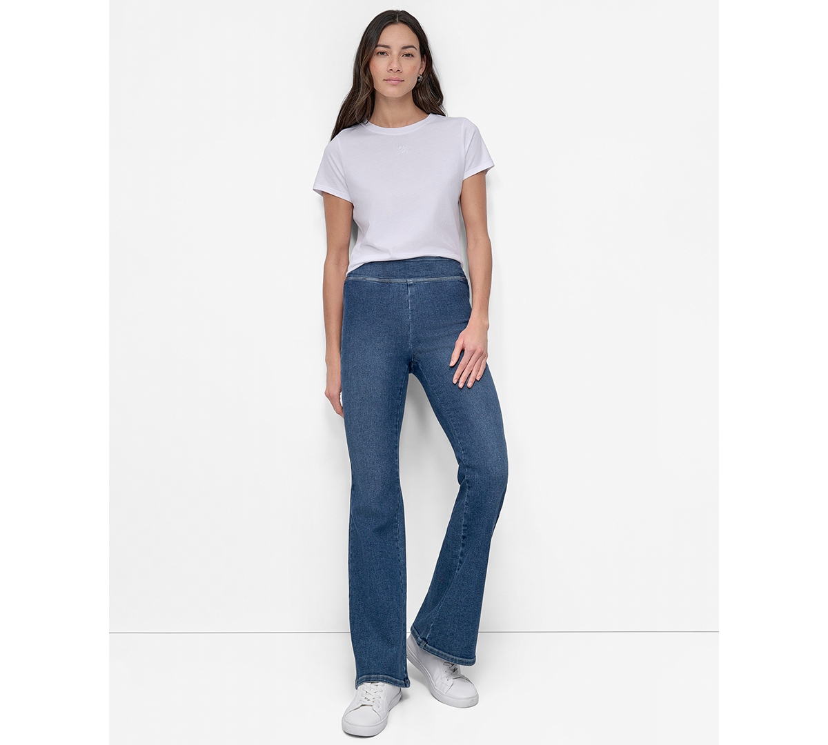 Click here for Dkny Jeans Petite High-Rise Flared-Leg Pull-On Jea... prices