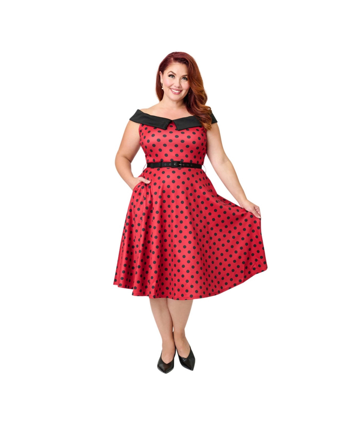 Click here for Unique Vintage Plus Size Off the Shoulder Swing Dr... prices