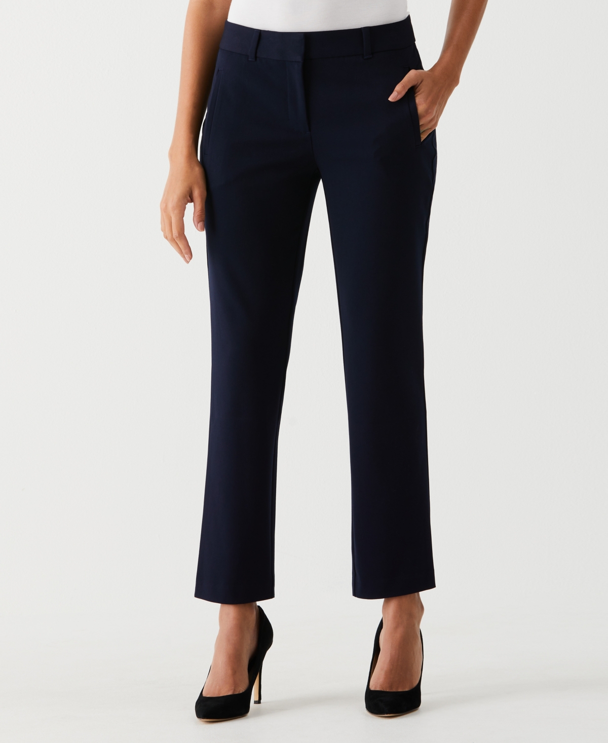 Click here for Rafaella Petite Straight Leg Ankle Pants - Navy prices