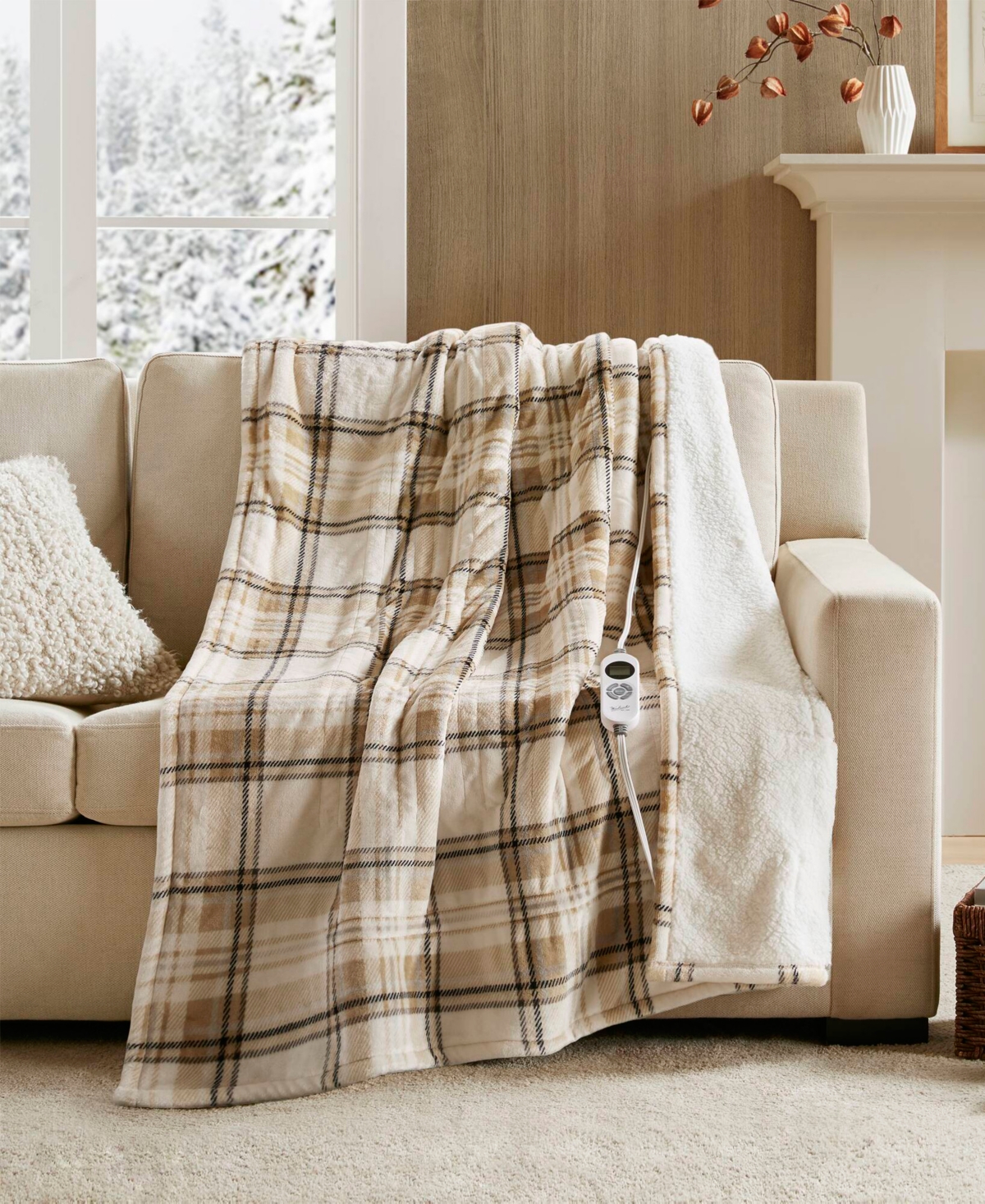 Click here for Woolrich Print Plush to Sherpa Heated Throw  50 x... prices