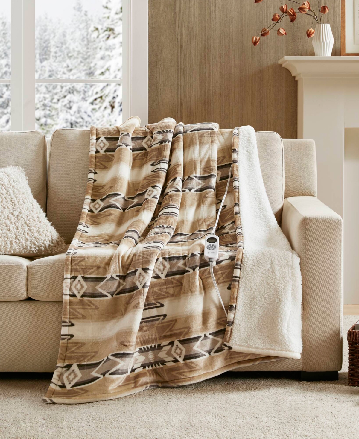 Click here for Woolrich Print Plush to Sherpa Heated Throw  50 x... prices