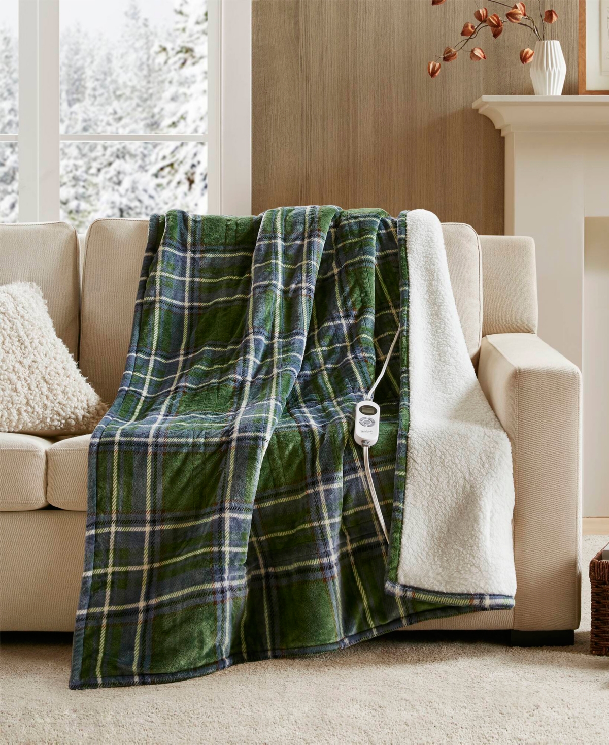 Click here for Woolrich Print Plush to Sherpa Heated Throw  50 x... prices