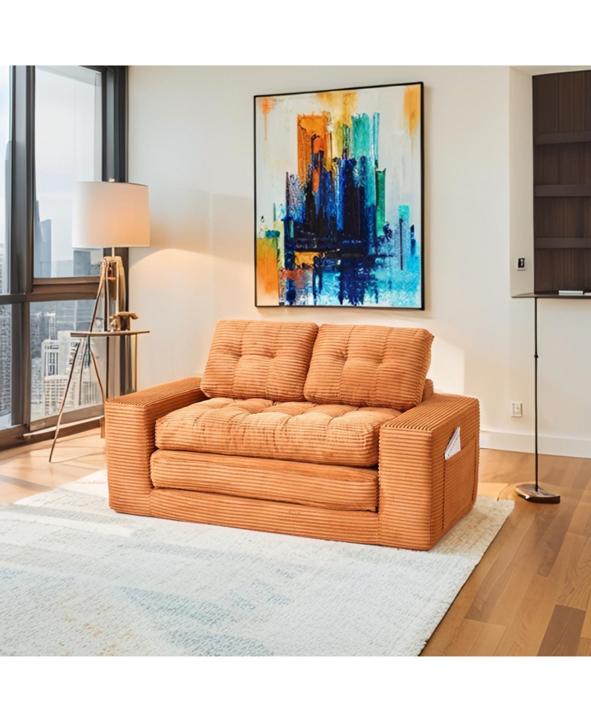 Click here for Streamdale Furniture Orange Corduroy Loveseat Sofa... prices