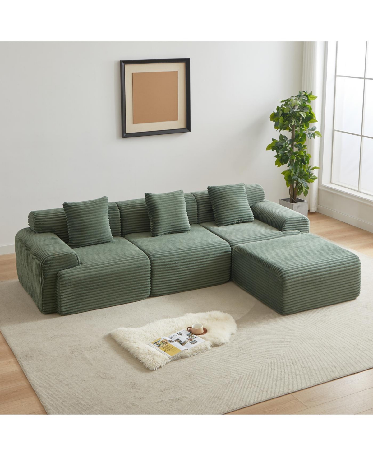 Click here for Streamdale 114-inch Corduroy Modular Sofa with Inl... prices