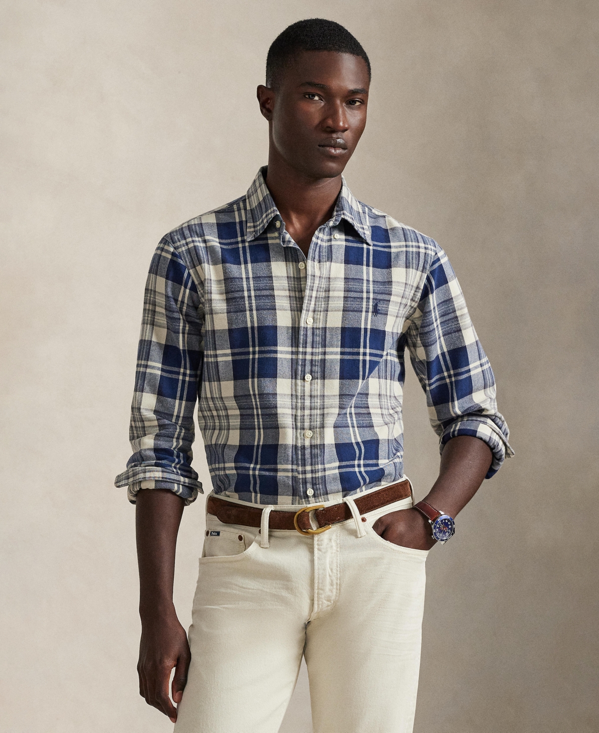 Click here for Polo Ralph Lauren Mens Oxford Shirt - Off White Na... prices