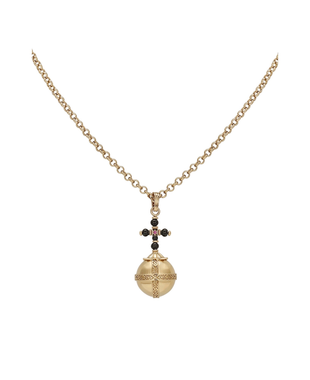 Click here for Retro Chic Globus Cruciger Necklace - Gold  black prices