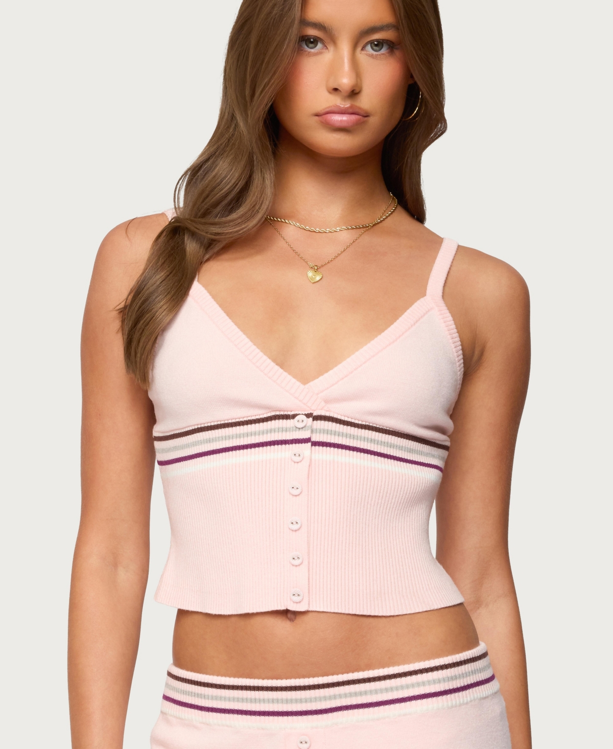 Click here for Edikted Womens Miya Stripey Ribbed Knit Tank Top -... prices