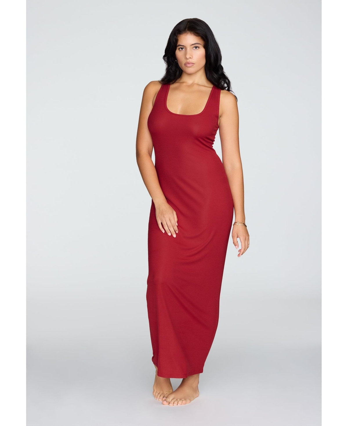 Click here for Cuup Womens The Midi Dress - Modal Silk Rib - Scar... prices