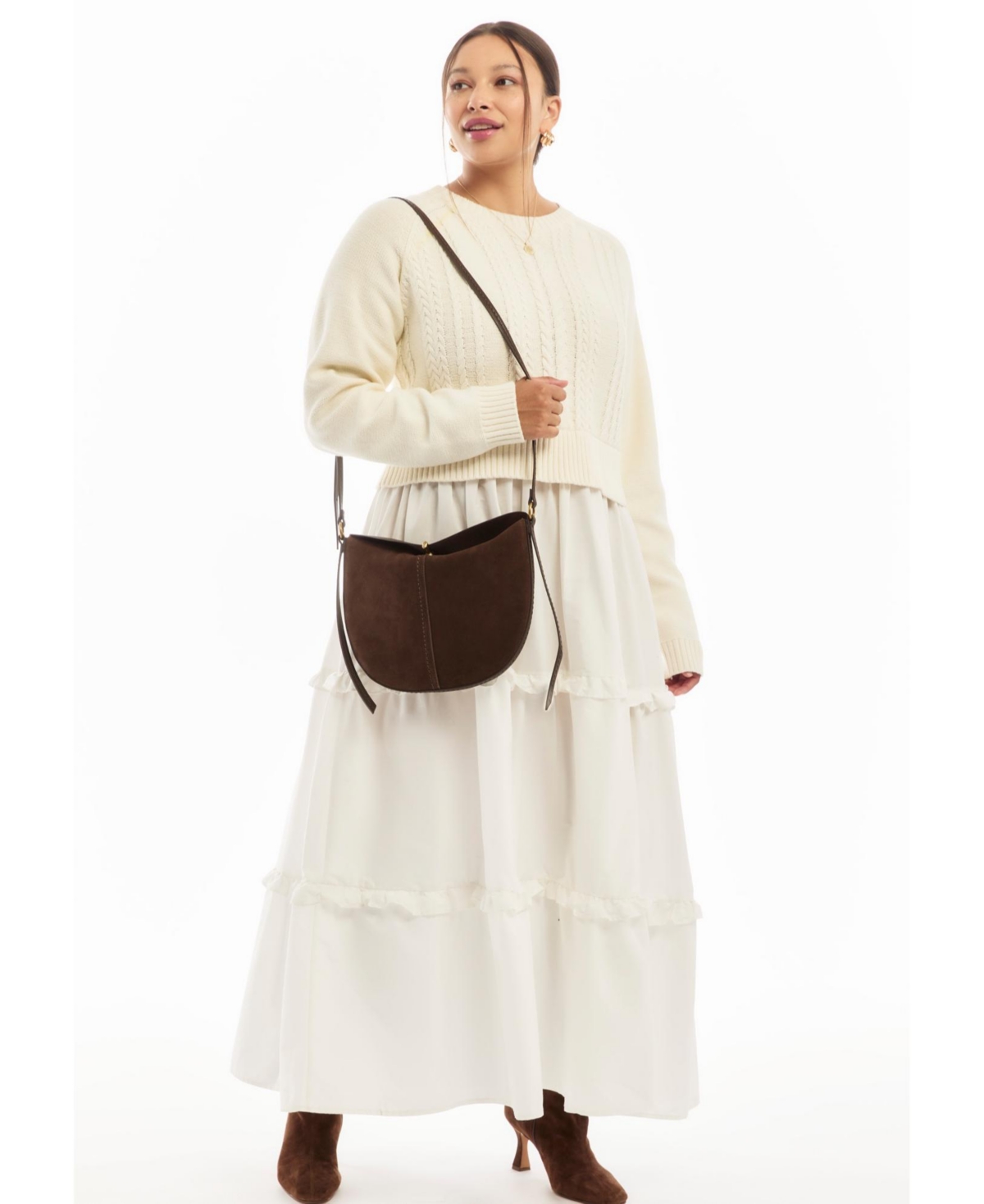 Click here for June & Vie Womens Tiered Mixed-Media Maxi Dress -... prices