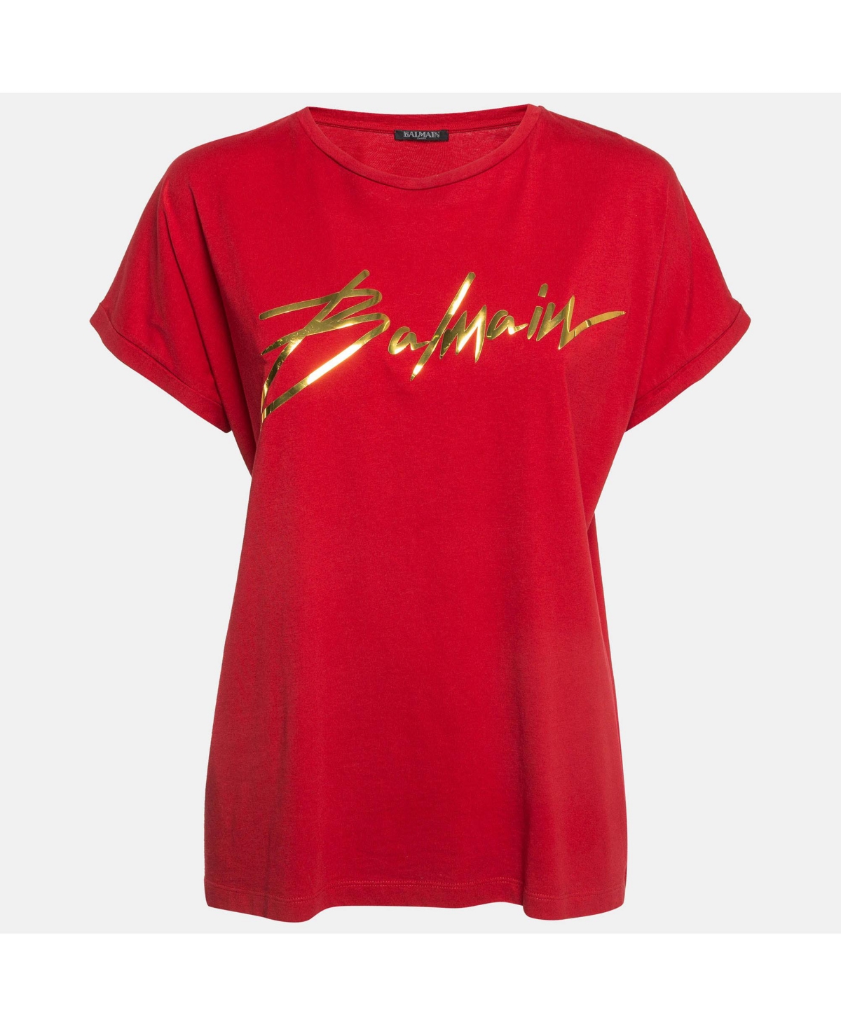 Click here for Pre-Owned Balmain Womens Red Foil Logo Printed Cot... prices