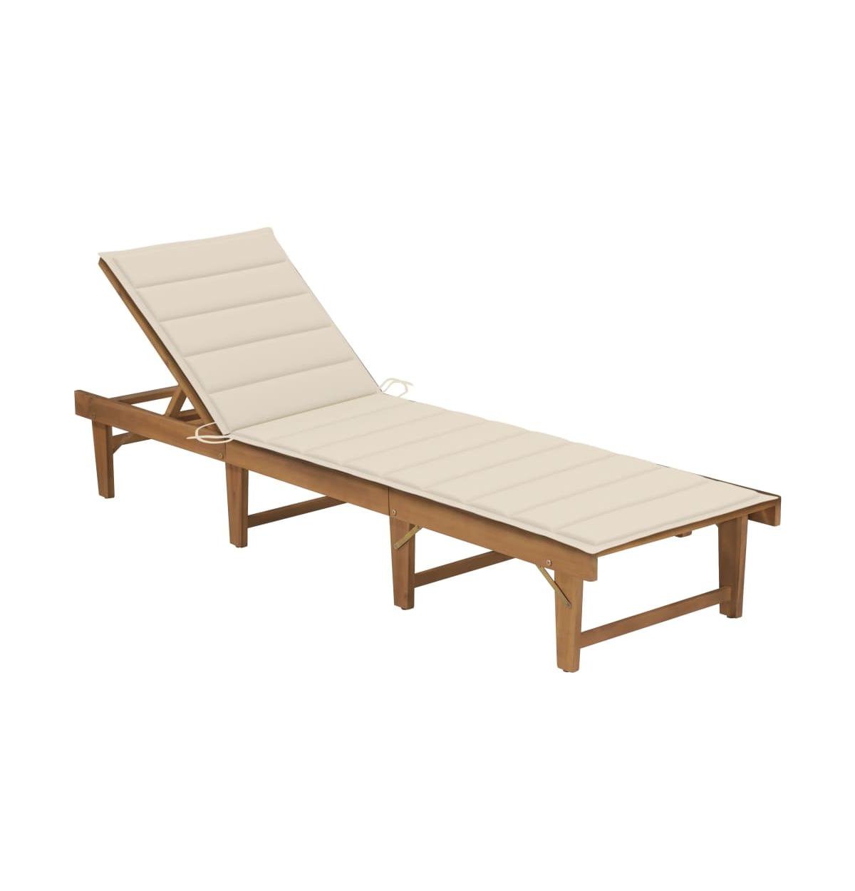 Click here for vidaXL Sun Lounger Cream & Natural Wood Solid Acac... prices
