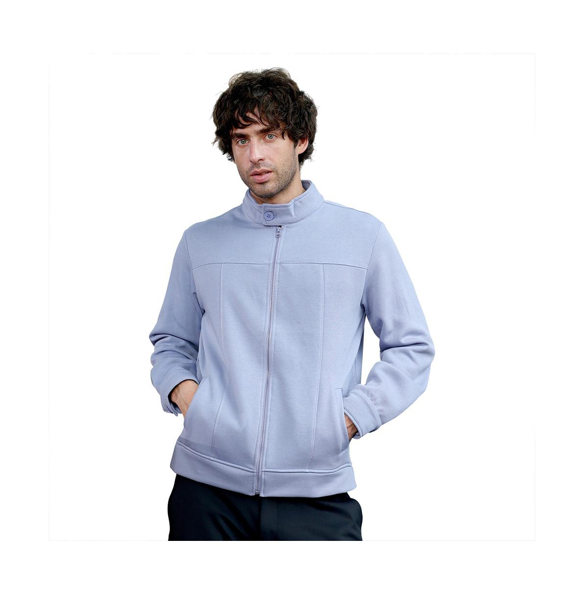 Click here for Campus Sutra Mens Flint Grey Panel-Stitch Knit Jac... prices