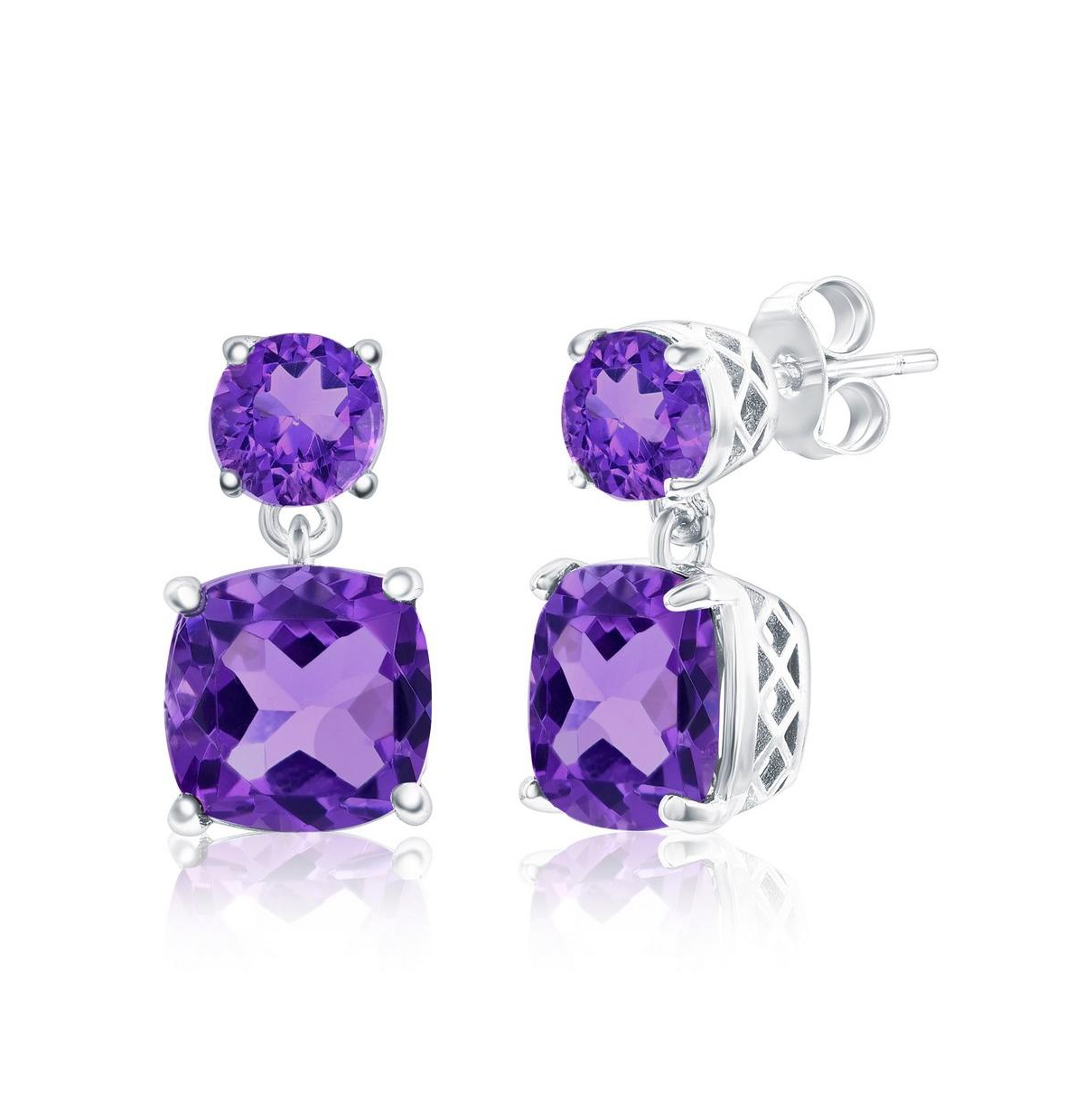Click here for Simona Sterling Silver  Round & Square Gem Earring... prices