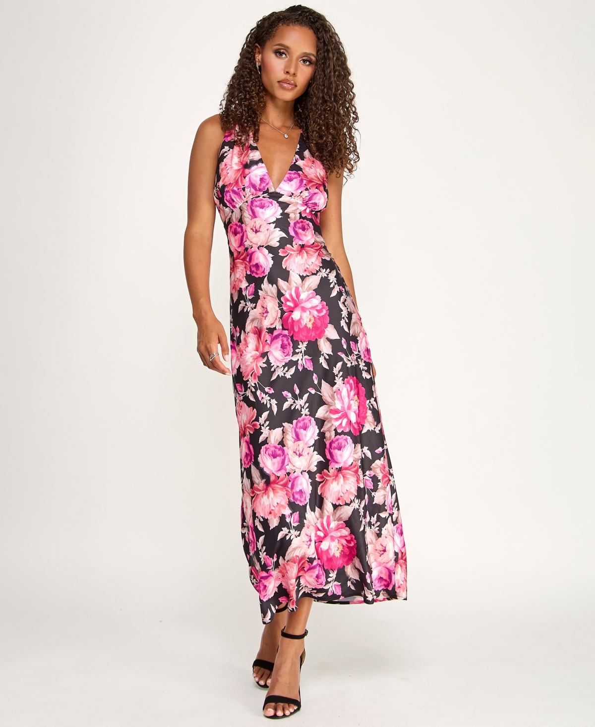 Click here for Katia Rae Womens V-Neck Drape Back Midi Dress - Bl... prices