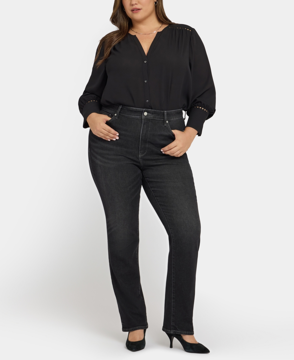 Click here for Nydj Plus Size High Rise Marilyn Straight Jeans -... prices