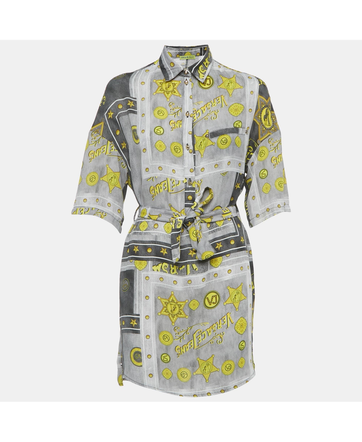 Click here for Pre-Owned Versace Womens Jeans Grey Printed Crepe... prices