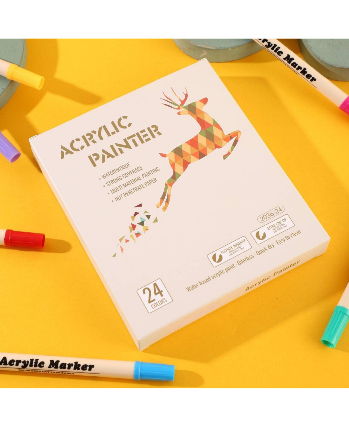 Click here for Htutwoo 24 Colors Acrylic Paint Pens  Brush and Fi... prices