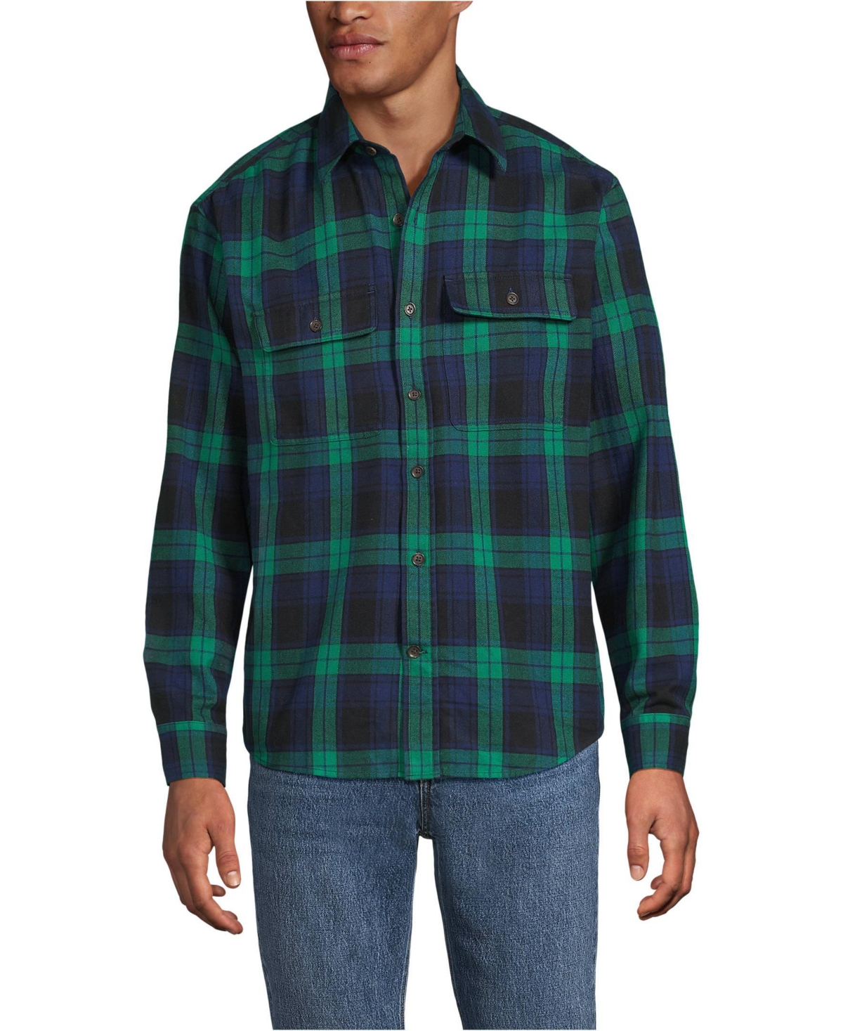 Click here for Lands End Mens Long Sleeve RainDefense Flannel Shi... prices