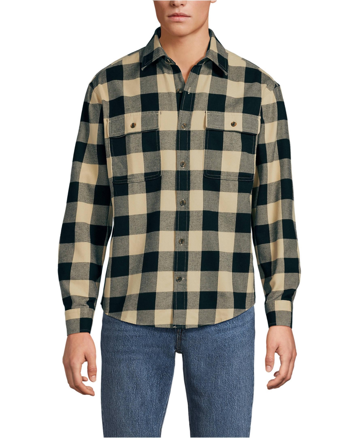 Click here for Lands End Mens Long Sleeve RainDefense Flannel Shi... prices