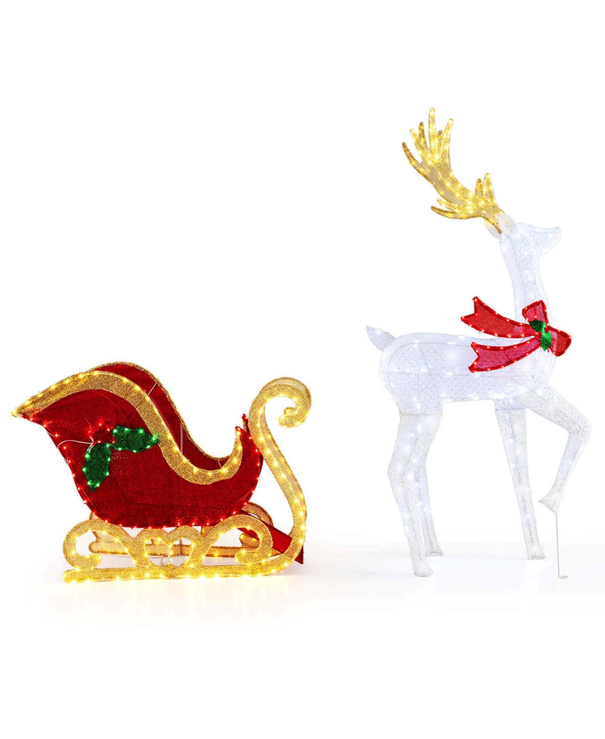 Click here for Lighted Christmas Reindeer & Sleigh Set Light-up X... prices