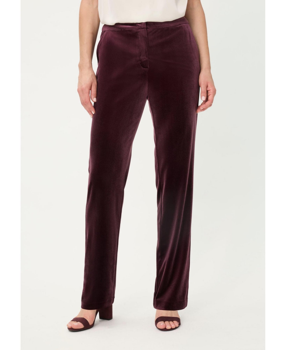 Click here for Olsen Womens Mona Fit Velvet Trouser. - Dark wine prices