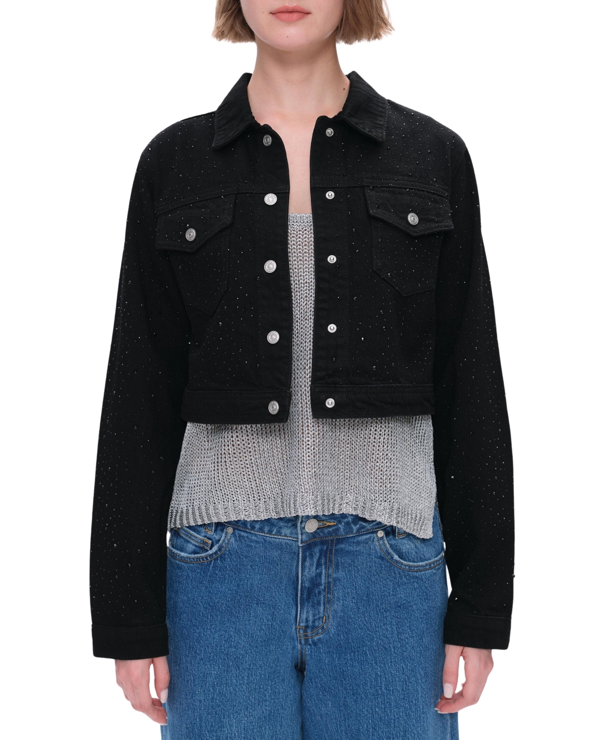 Click here for Bayeas Womens Rhinestone-Embellished Denim Jacket... prices