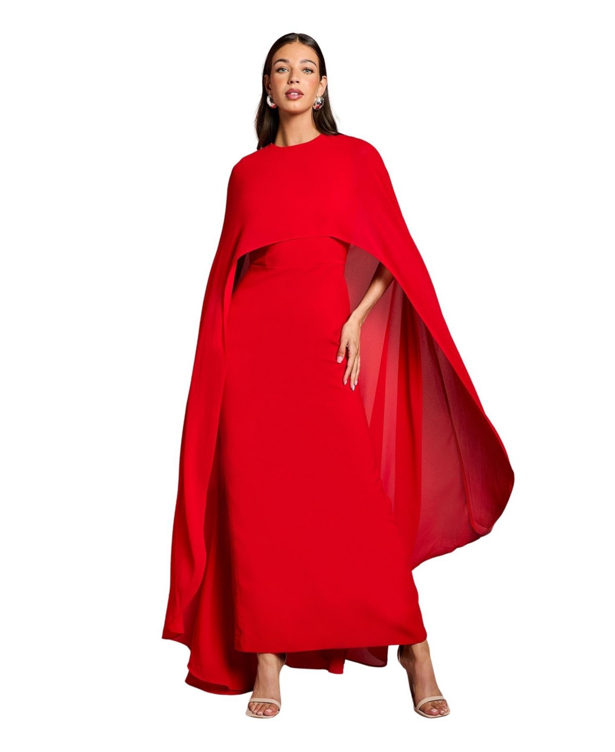 Click here for Coast Womens Cape Sleeve Maxi Dress - Red prices