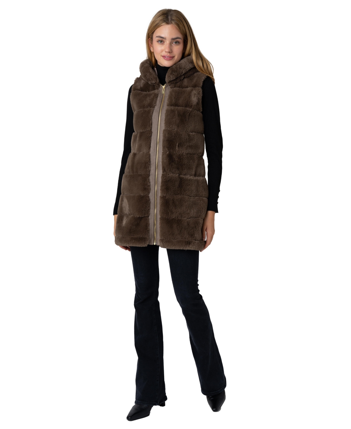 Click here for Via Spiga Womens Faux Fur Vest - Mink prices