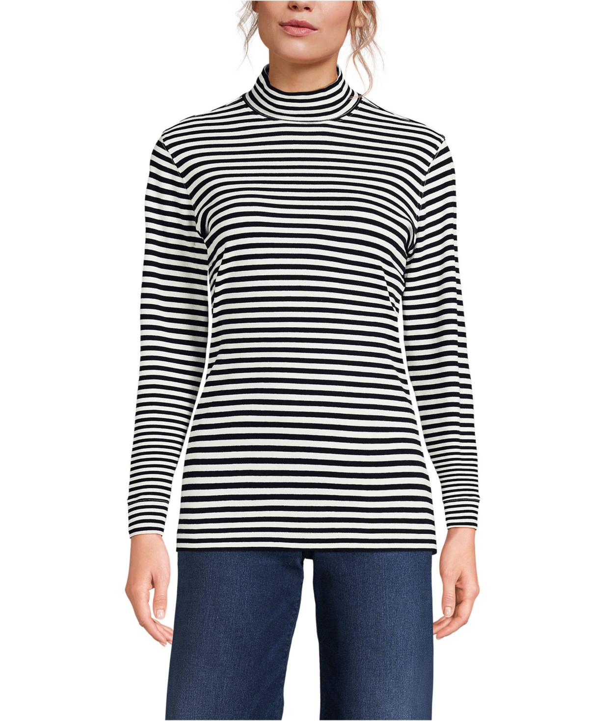 Click here for Lands End Womens Relaxed Cotton Long Sleeve Mock T... prices