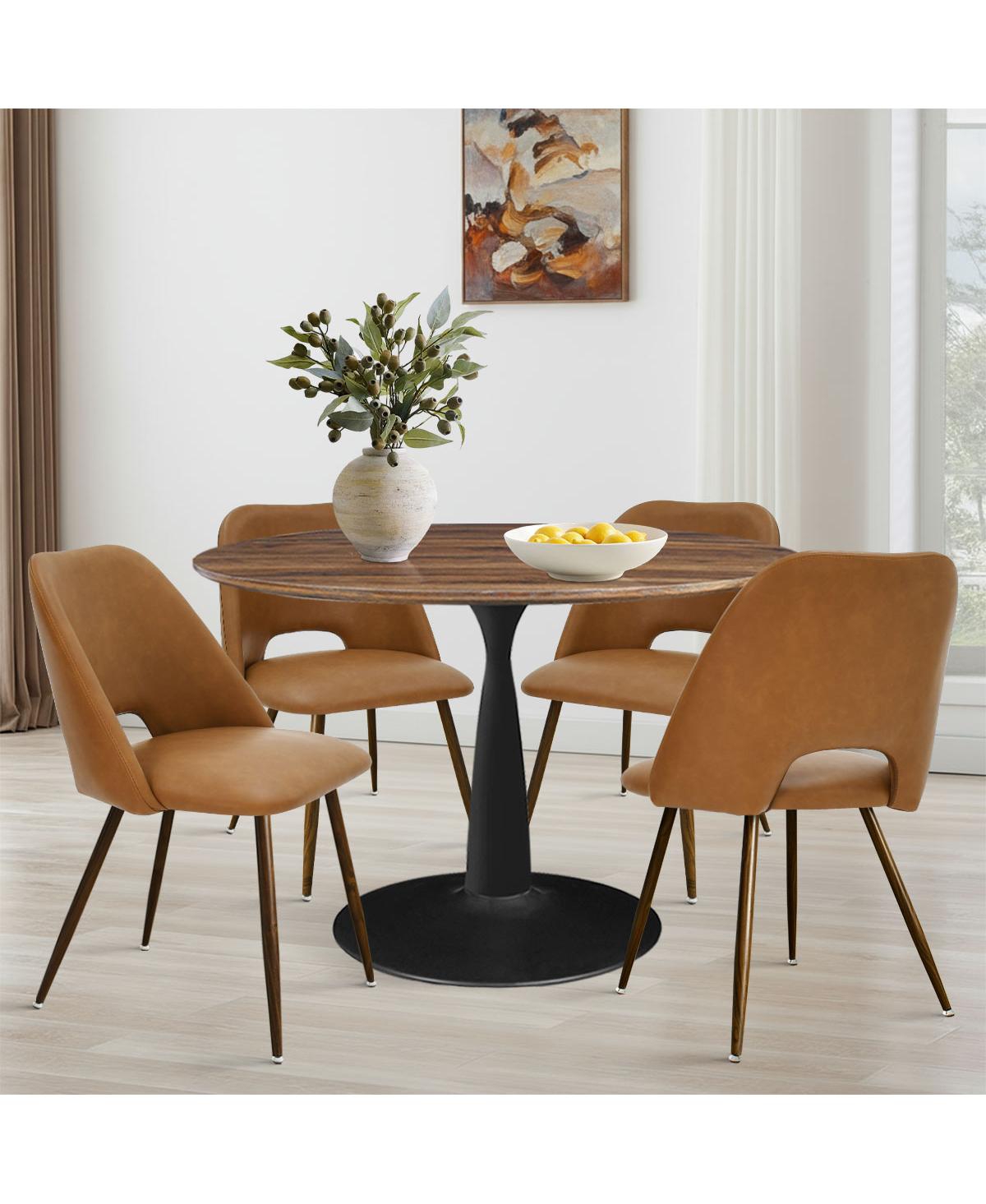 Click here for Maison Boucle 5-Piece Walnut Round Dining Table Se... prices