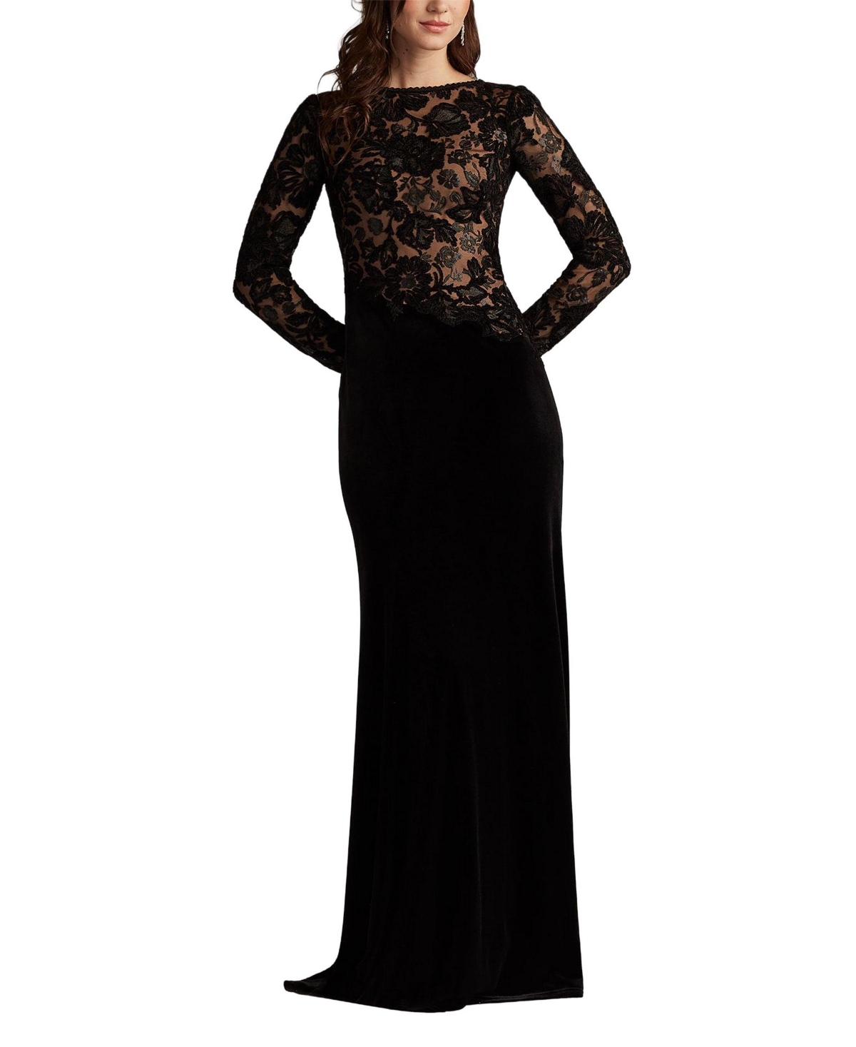 Click here for Tadashi Shoji Womens Forena Embroidered Crepe Gown... prices