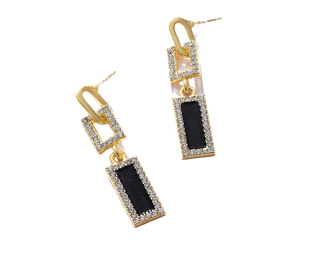 Click here for Sohi Womens Minimal Drop Earrings - Black prices