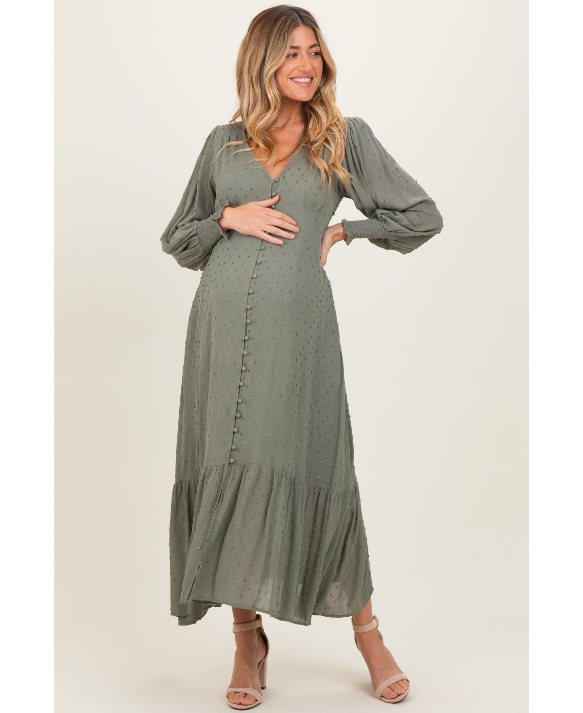 Click here for Pinkblush Maternity Burgundy Swiss Dot Button Down... prices