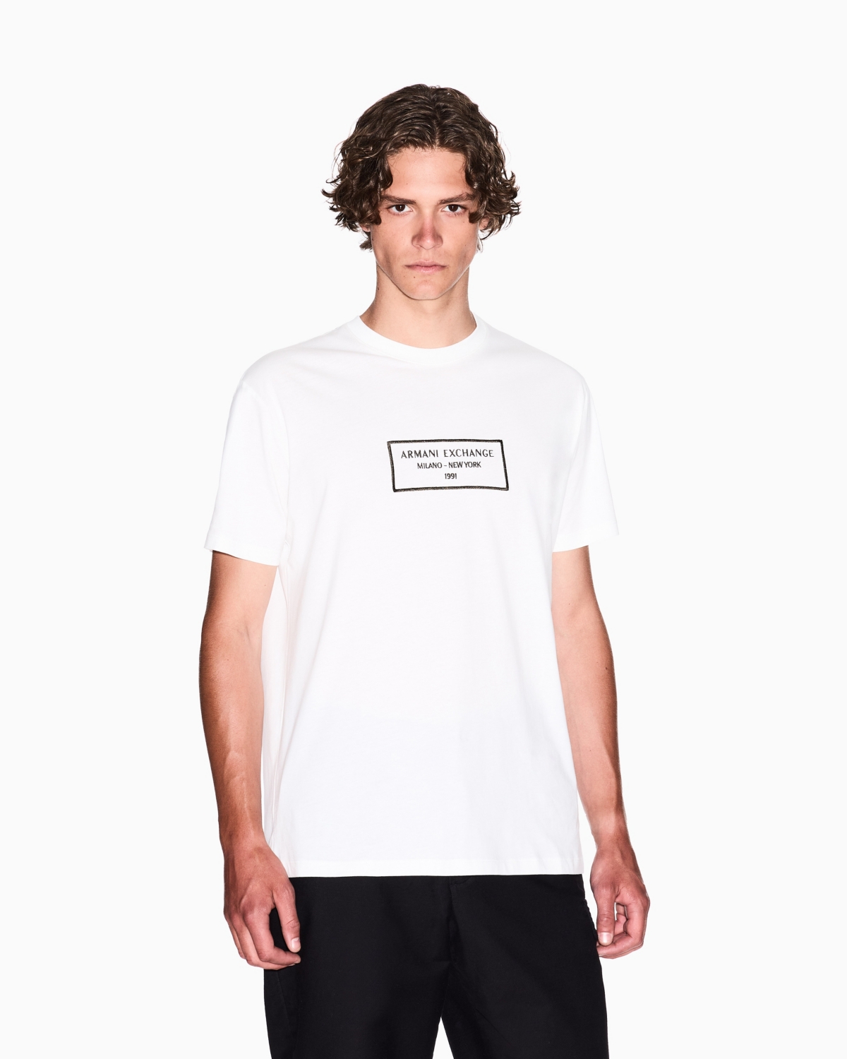 Click here for A|X Armani Exchange Mens Logo T-Shirt - Off White prices